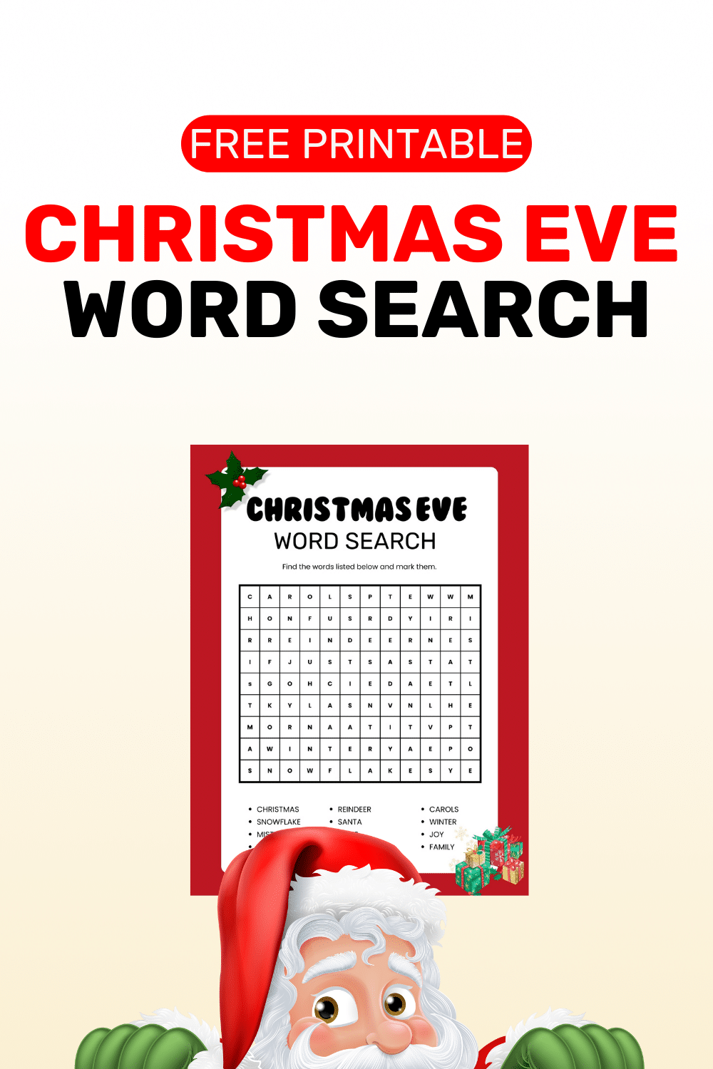 Christmas Eve Word Search - Goally